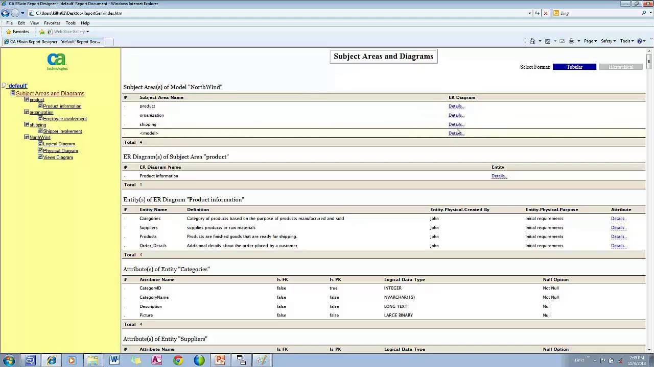 ERwin Report Designer Exporting and Publishing