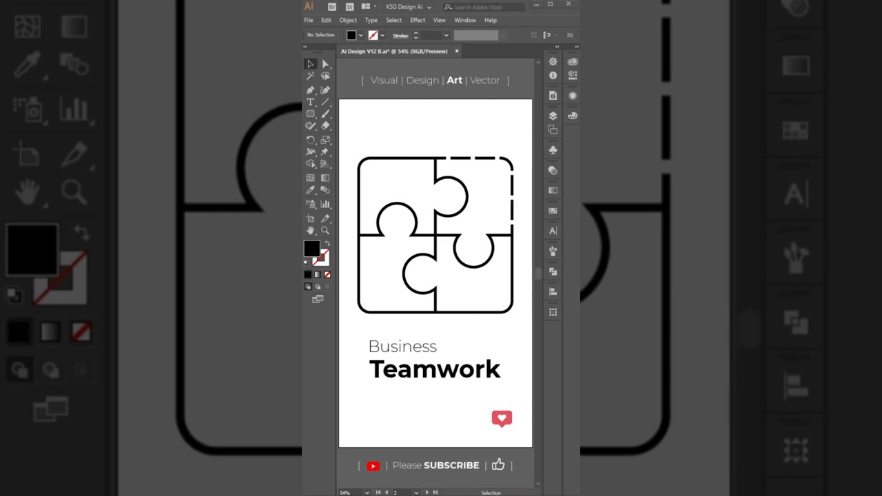 How to draw TEAMWORK Visual Art Business in Adobe Illustrator tutorial - Vector Art #shorts