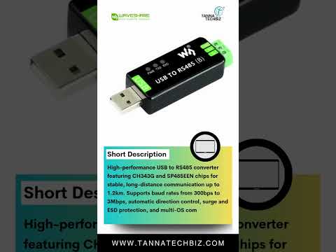 Waveshare Industrial USB to RS485 Converter | CH343G Chip | 1.2km Range | ESD & Surge Protected