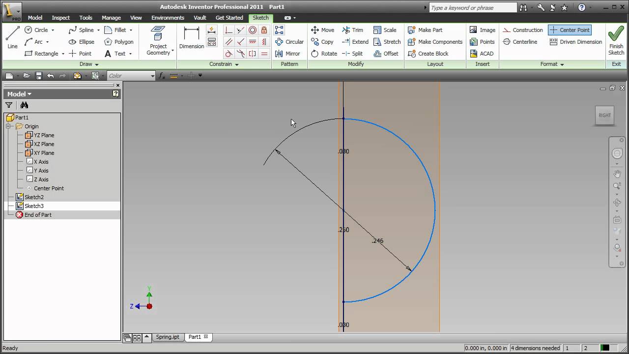 Inventor 2011 Tutorial: How To Create A Circular Spring