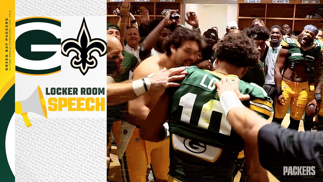 Packers celebrate in locker room after 17-point comeback vs. Saints | Locker Room Speech