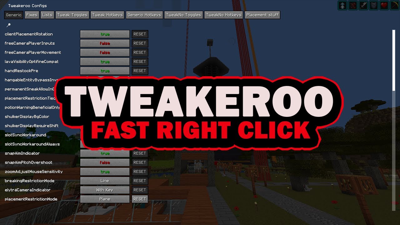 Minecraft Tweakeroo Tutorial - Fast Right Click