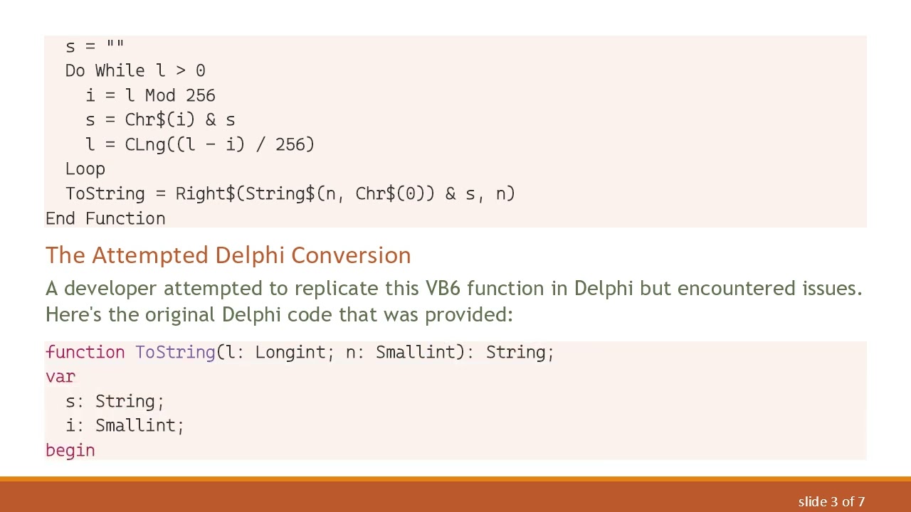 Converting Visual Basic 6 Functions to Delphi
