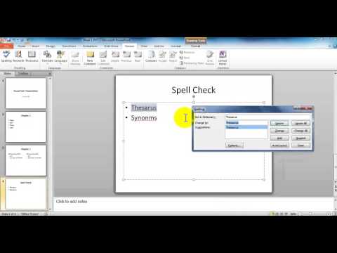 MS PowerPoint Tutorial - Spell Check, Synonyms and Thesaurus