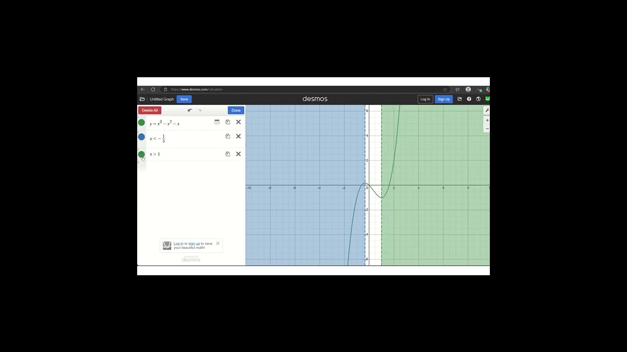 Desmos - Increasing and Decreasing Intervals #mathhelp #desmos #intervals #inequalities