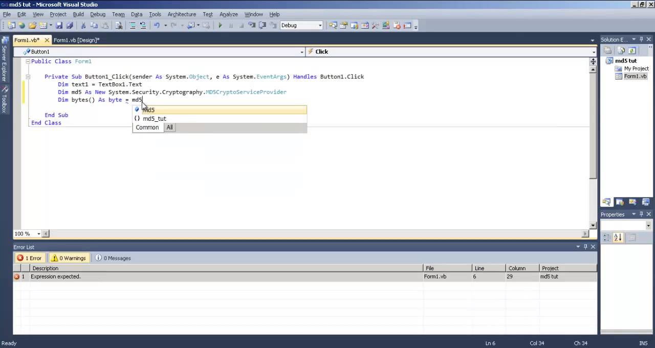 String to MD5 hash in Visual Basic