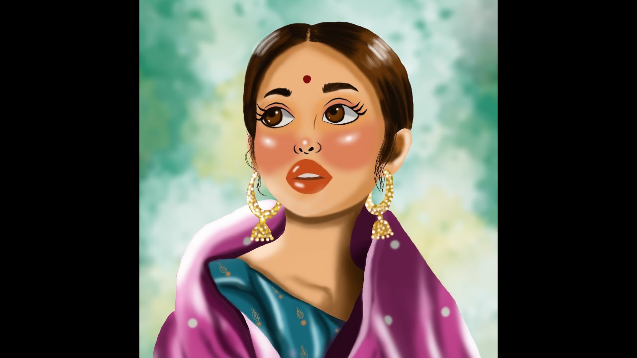 Digital Portrait of Indian Women | Beautiful Women Illustration | Princess in Traditional Look