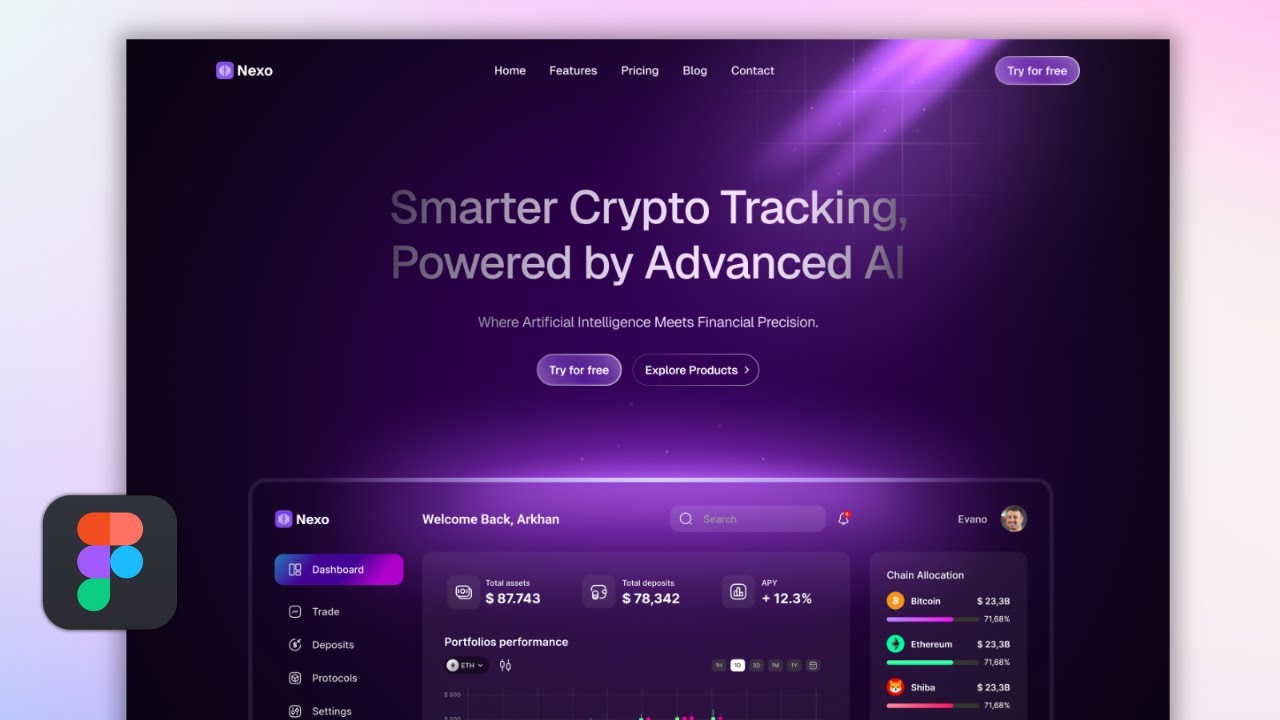 Create Crypto AI SaaS Portfolio with Light Beams & Glow Effect