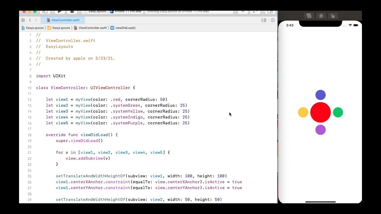 Auto layouts (constraints) programmatically in Swift  (iOS, 2021)