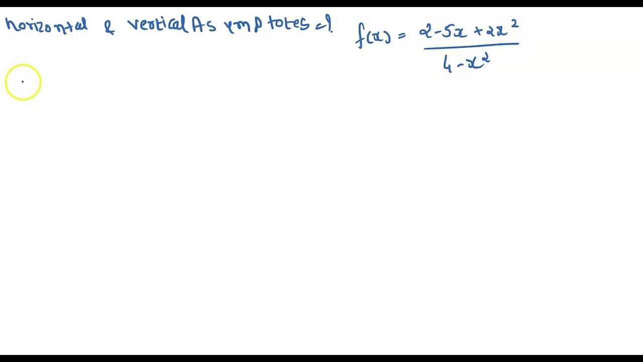 19. Find all the horizontal and vertical asymptotes of the function 2 5x + 2x2 f (x) = 4 x2 (a) Ver…