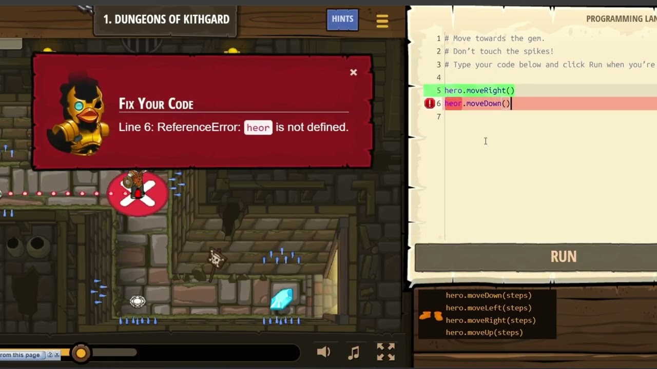 CodeCombat Python – Dungeons of KithGard Walkthrough (CodeCombat CS1 Chapter 1)