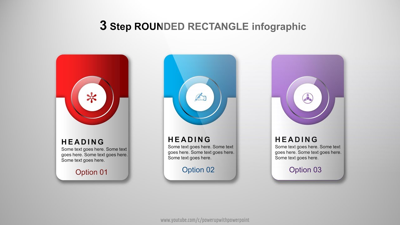 17.Create 3 step ROUNDED RECTANGLE infograhic|PowerPoint Presentation|Graphic Design|Free Template