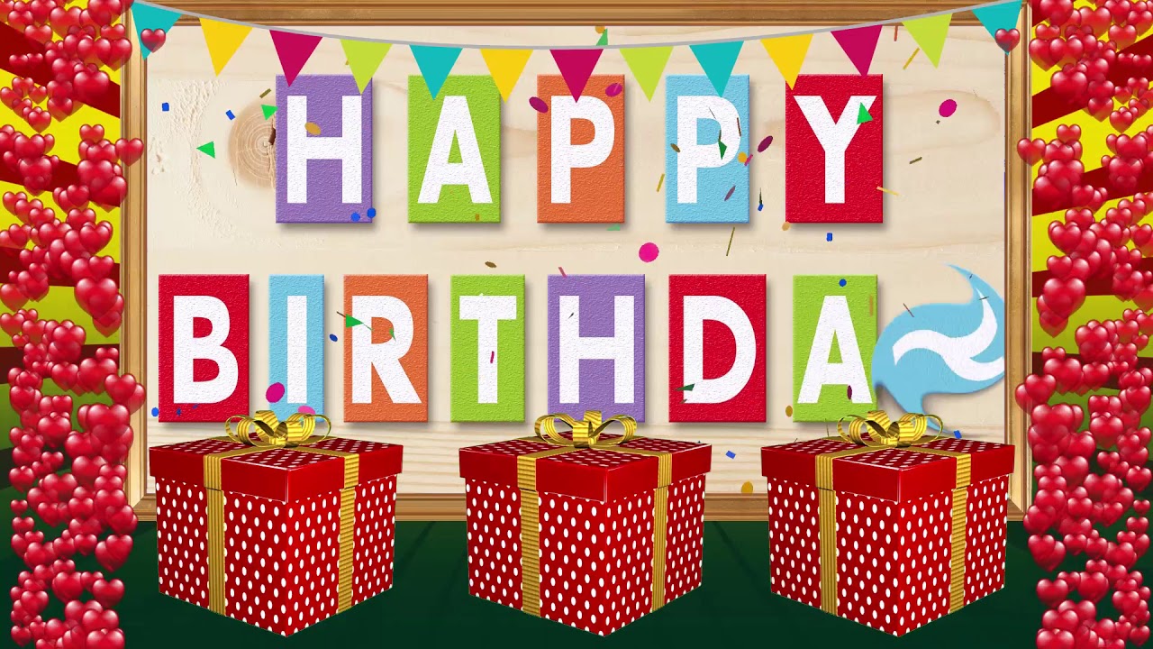 Happy Birthday Animated Text & Frame Blue Screen Video