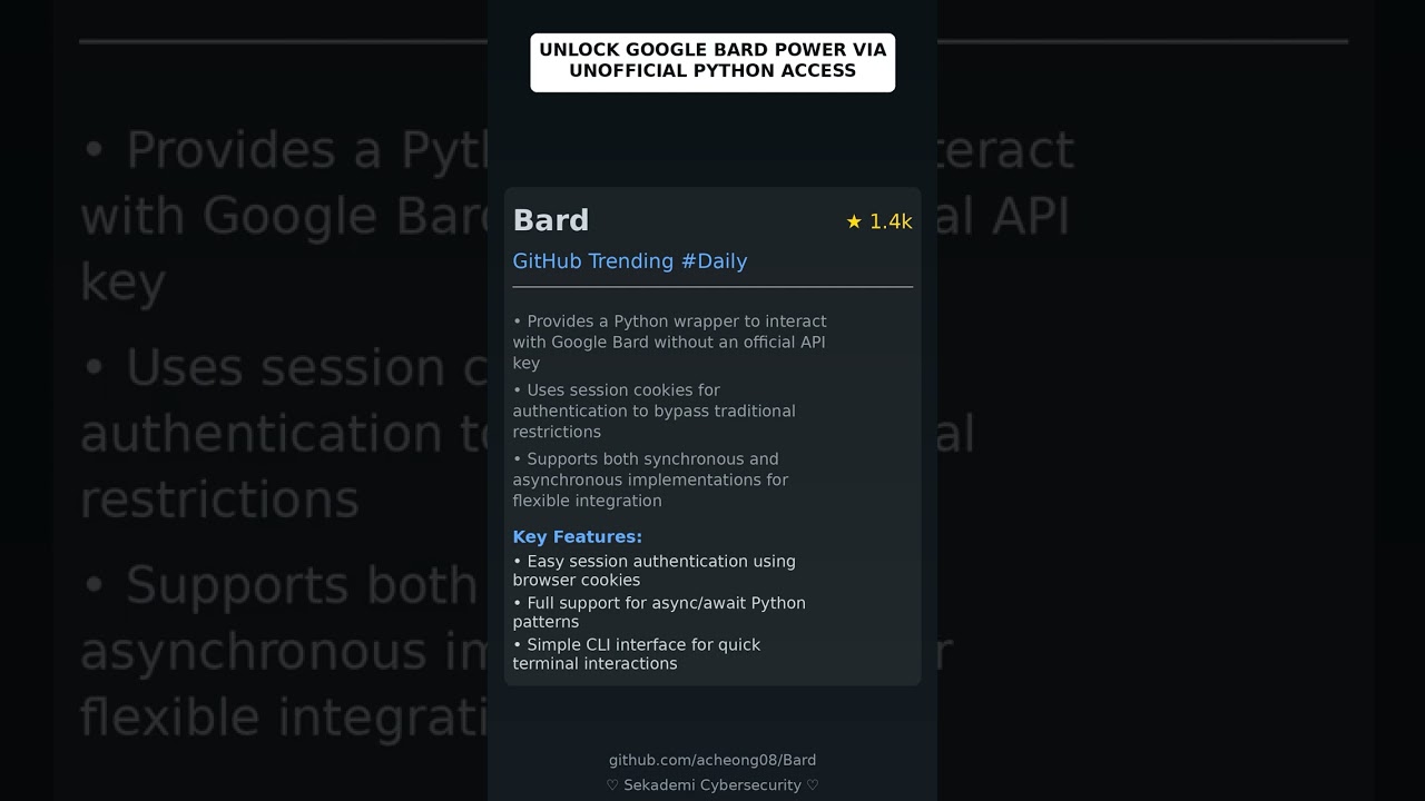 GitHub Trending Repositories: acheong08/Bard 🇬🇧