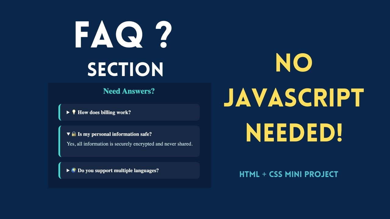 Create a Clean FAQ Section Using Only HTML & CSS (No JavaScript!)