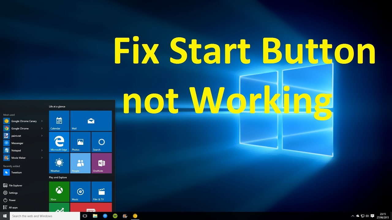 Fix Start Button not Working in Windows 10!! - Howtosolveit