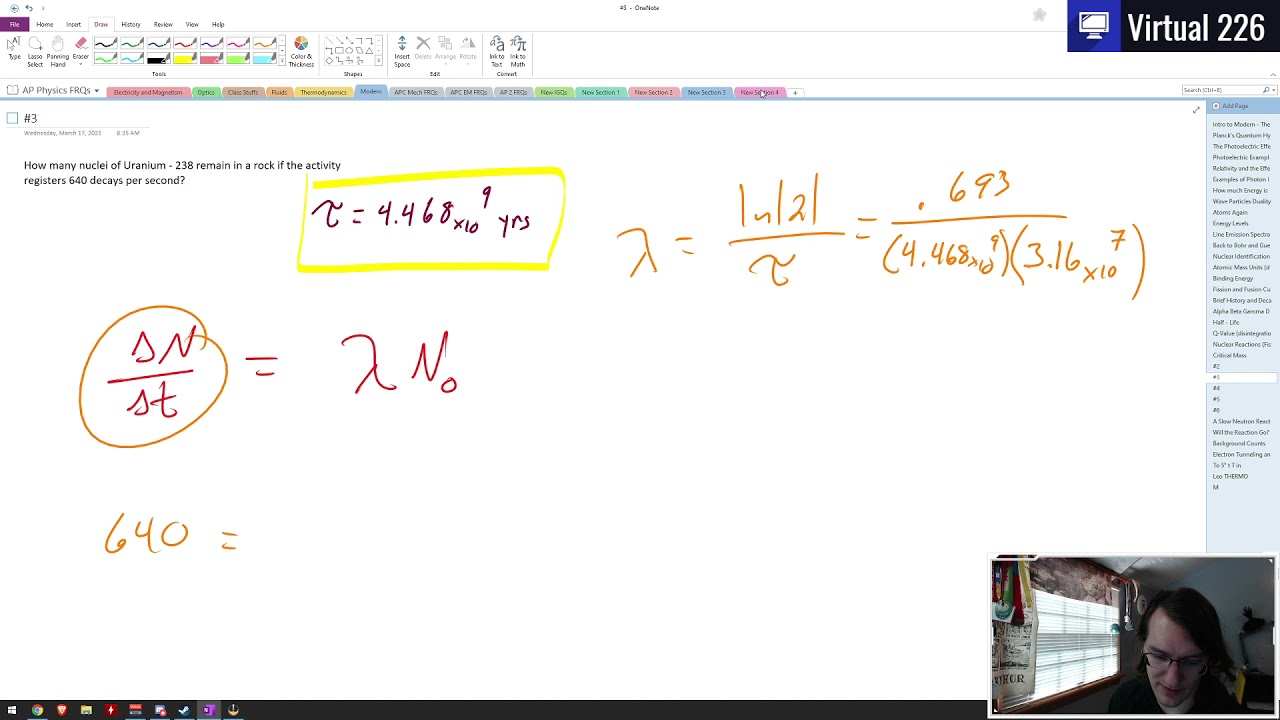 AP Physics 2 Nuclear - Activity and Half-Life Example
