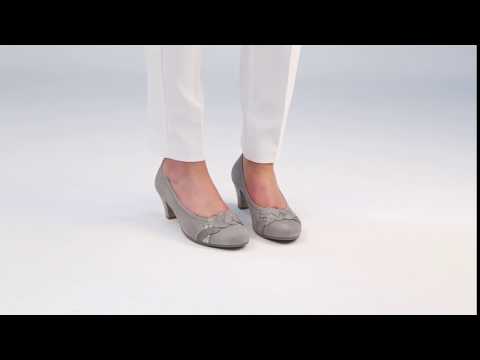Gabor Kiss Dress Light Grey Suede/Leather Court Shoes