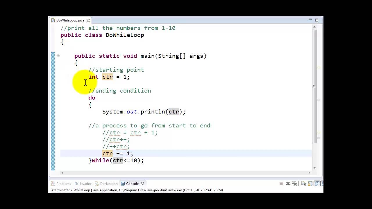 Java Tutorial - Count Controlled Do While Loop
