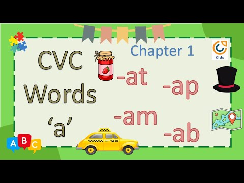 CVC Words with 'A' in the Middle | at, ap, am, ab word families | English Phonics for Kids