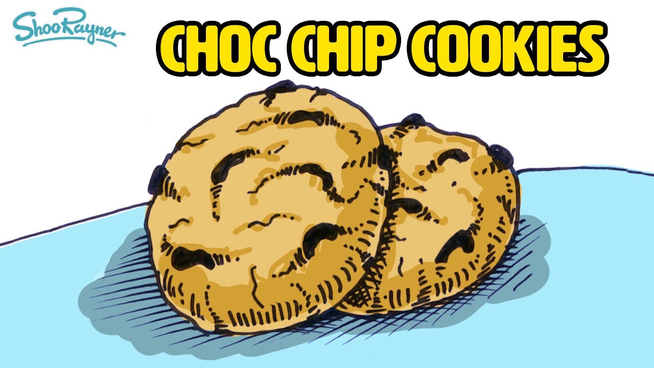 How to draw Chocolate Chip Cookies - Easy - with step by step instructions