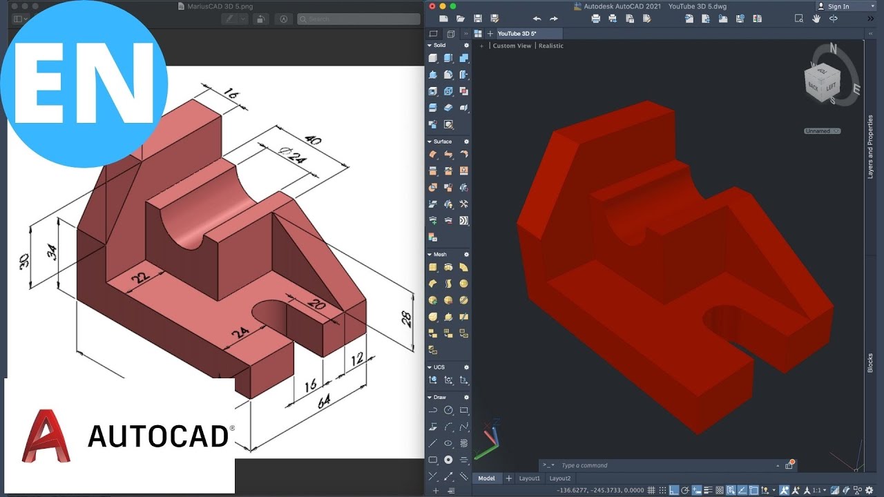 AutoCAD | 3D Tutorial for Beginners | Exercise 5