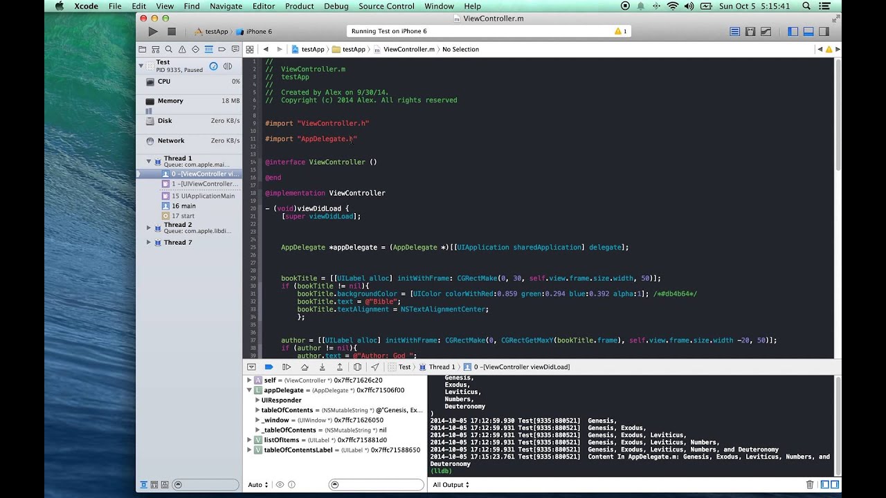XCode Objective - C Debugging With Breakpoints