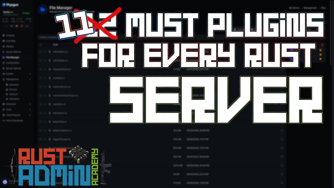 🔥 12 Must Have PLUGINS For Every RUST SERVER | Rust Server Admin Tutorial 🔥
