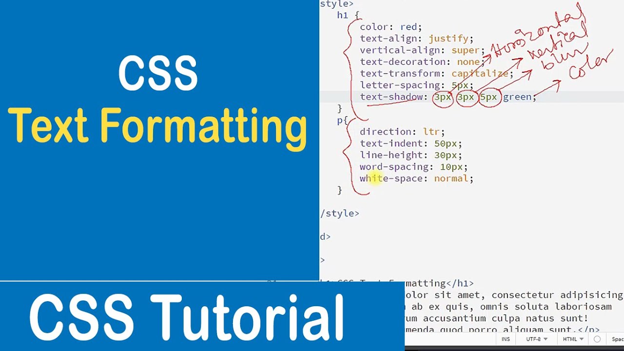 #15 CSS Text Formatting | Text Shadow | Text Color | CSS Tutorial