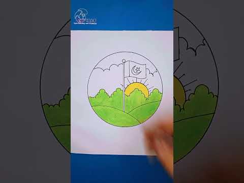 COLORING SCENERY WITH PAKISTANI FLAG DRAWING π΅π°π΅π° #shorts #short