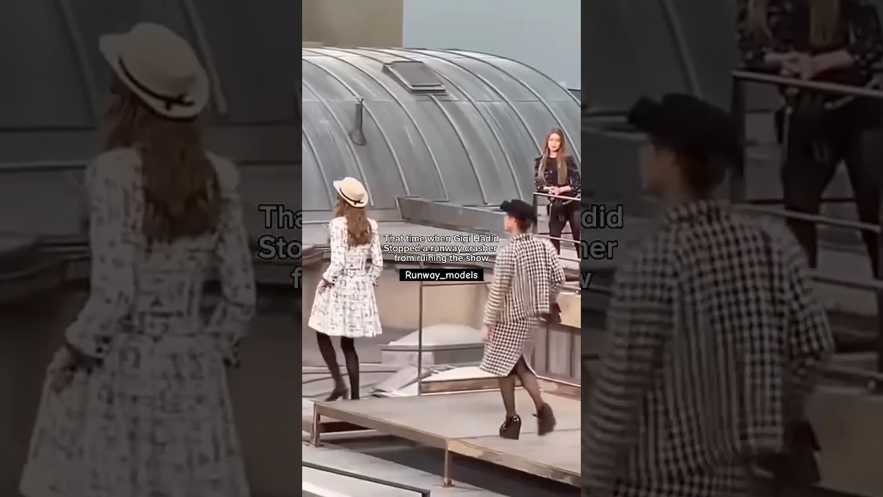 Gigi stopped a runway crasher from ruining the show🔥#shorts #model #supermodel #fashion #runway