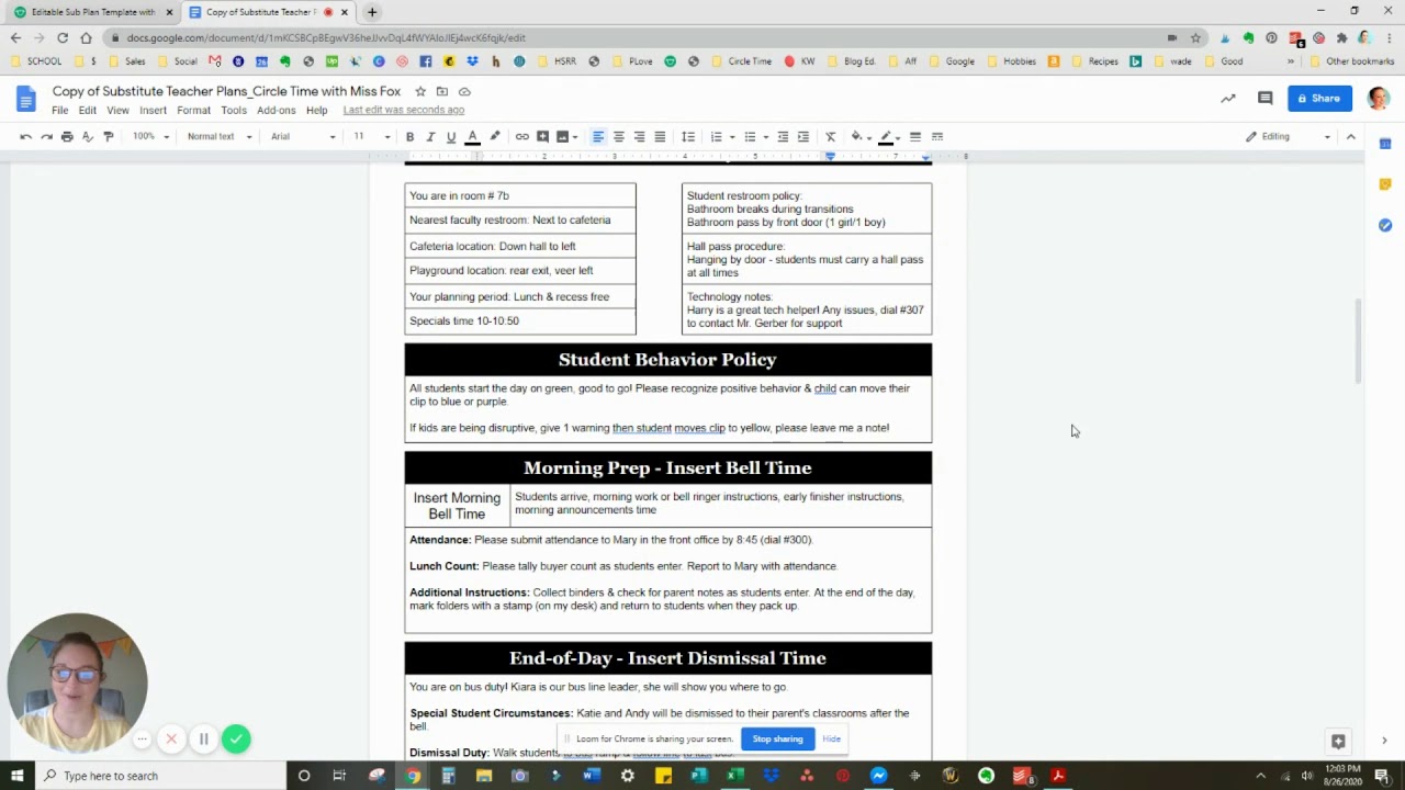 Editable Sub Plans Template - Tutorial