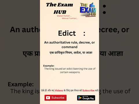 Edict meaning in Hindi | Edict ka matlab kya hota hai | #shorts #trending #vocabulary #vocab