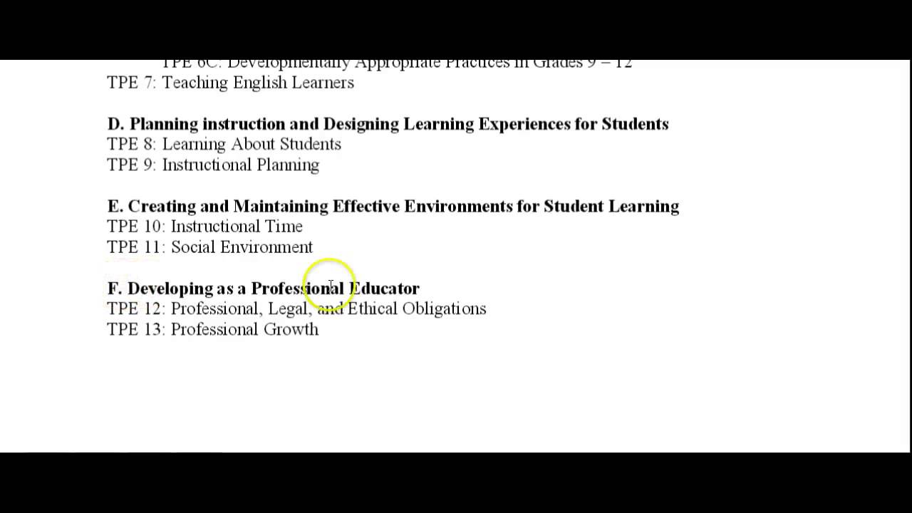 California TPEs (Teacher Performance Expectations)