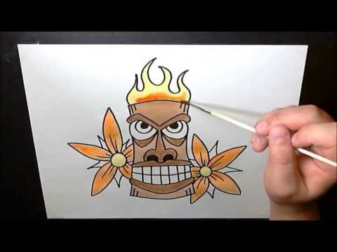 Hawaiian Tiki Mask - Speed Painting Art Timelapse | Hawaiian Designs