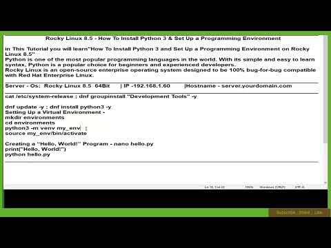 Rocky Linux 8.5 - How To Install Python 3 And Set Up a Programming Environment