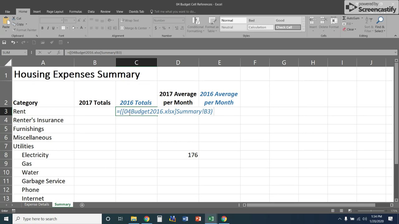Excel 2016 Reference Data in Another Workbook