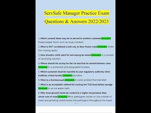 SERVSAFE MANAGER PRACTICE EXAM QUESTIONS AND ANSWERS 2022/2023 VERIFIED ANSWERS