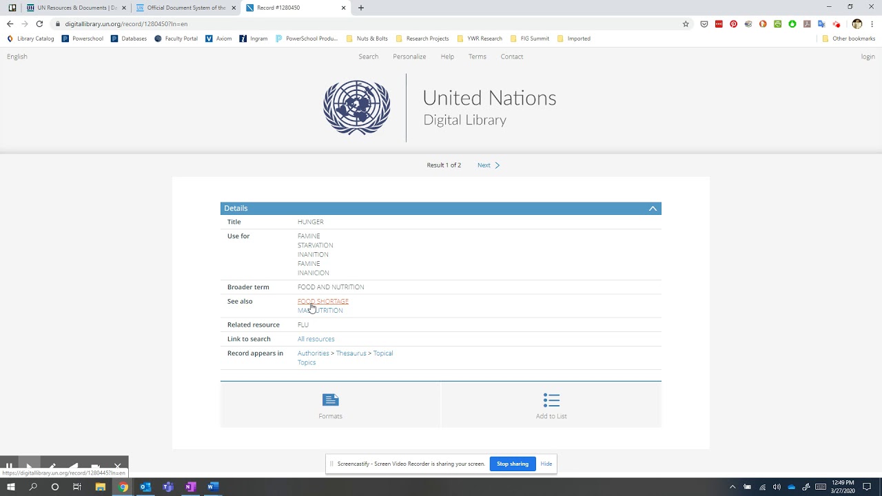 Using the UN Digital Library Authority Search