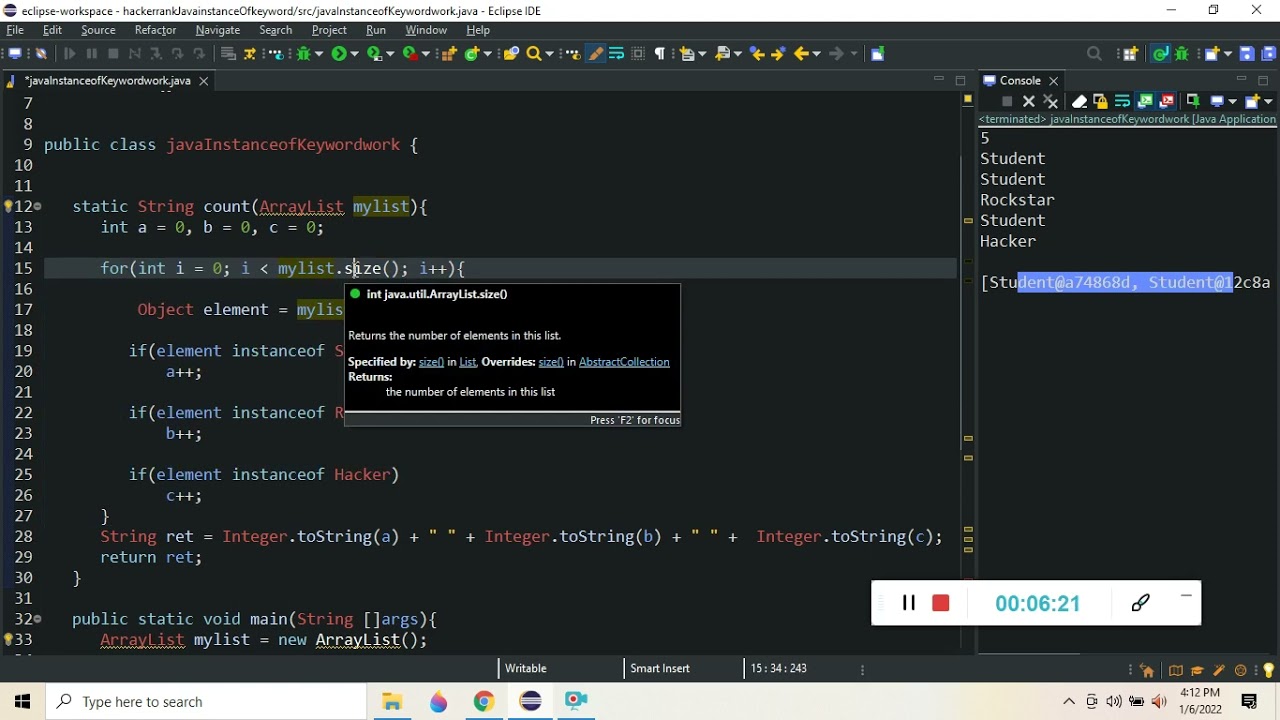 hackerrank java Instanceof Keyword solution for beginners
