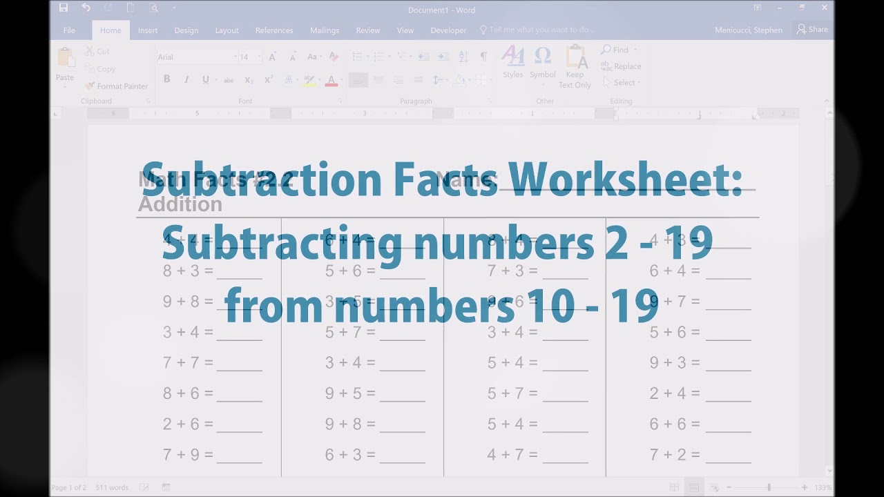 Math Facts Worksheet Generator - Addition and Subtraction Worksheets