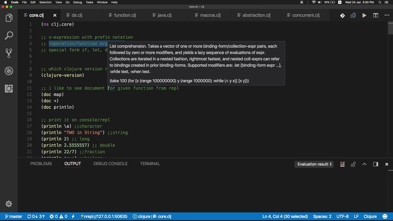 Learning Clojure programming language by example