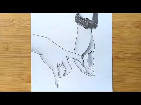 Romantic Couple Holding Hands pencil sketch -- How to draw Holding ...