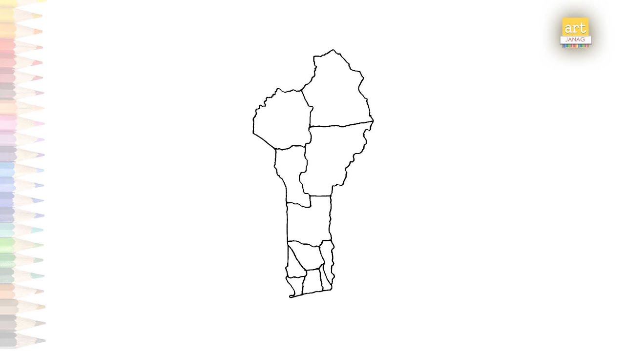 Benin with Departments Map drawing | Map drawings easy | How to draw Benin map step by step