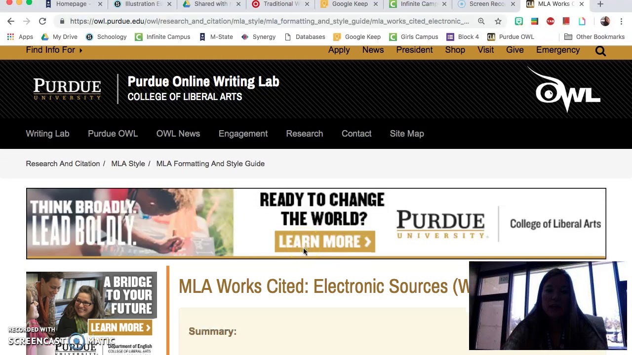 Creating Works Cited MLA: Electronic Sources