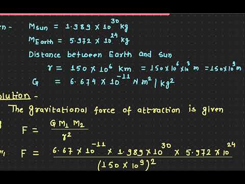 Force of Gravitational Attraction Between Earth and the Sun