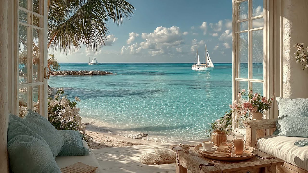 Morning Peace by the Sea Window View 🌿📖 | Ocean Sounds and Birds for Focus and Calm