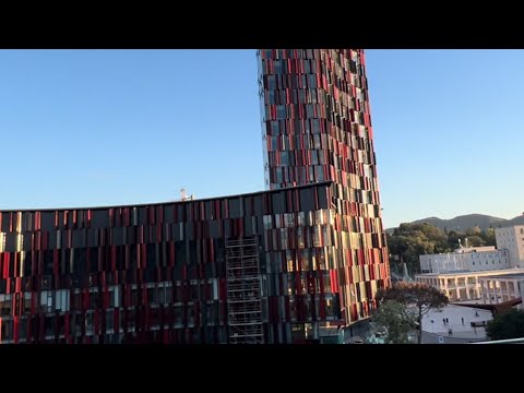 Tirana Albania The View From Lift Terrace Coffee Shop Of The New Air Albania Stadium & University