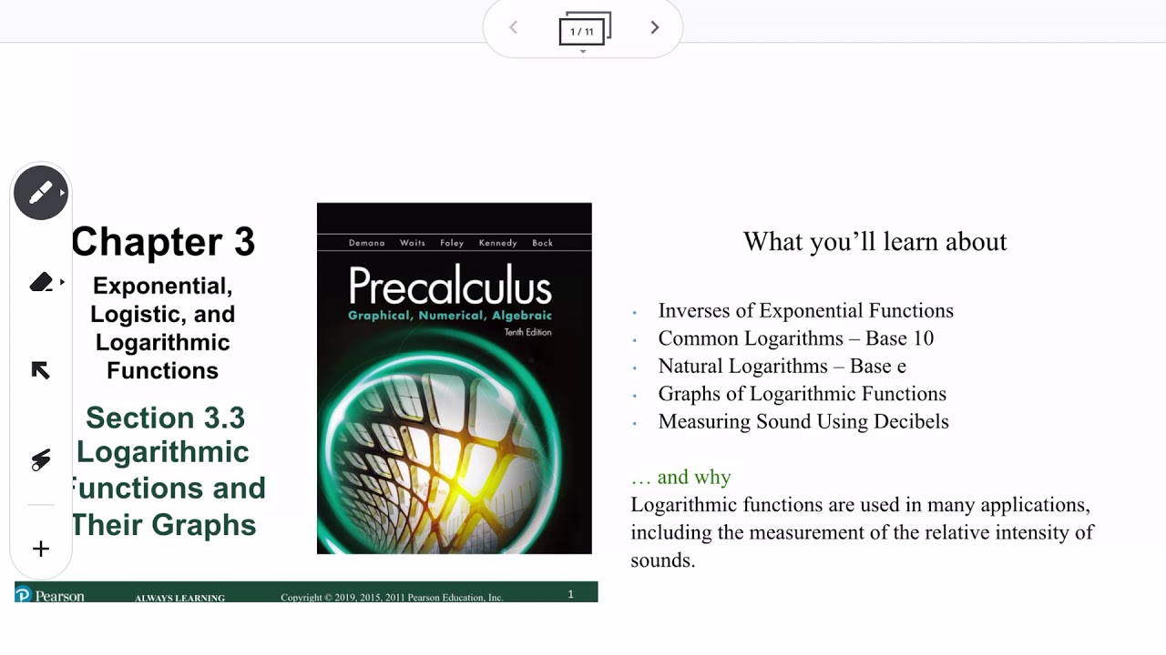Logarithmic Functions and Their Graphs (Section 3.3)