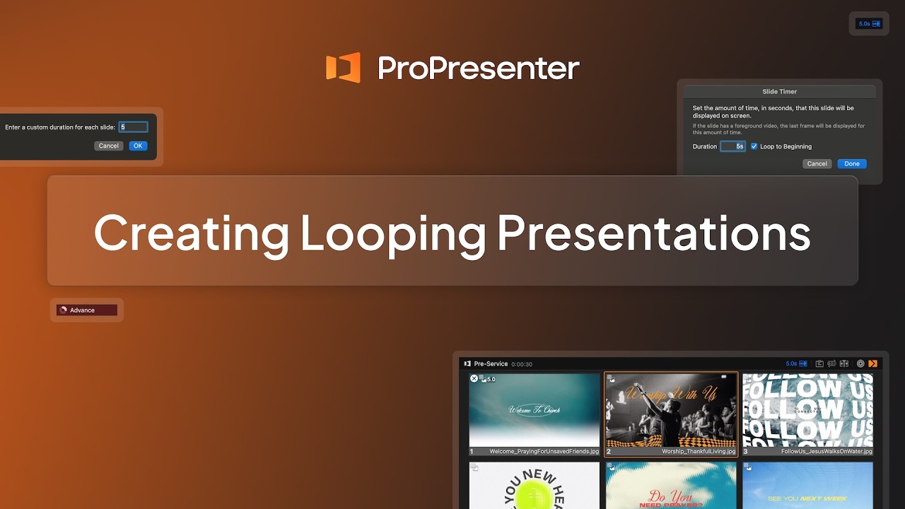 ProPresenter- How to set up a  Looping Presentation